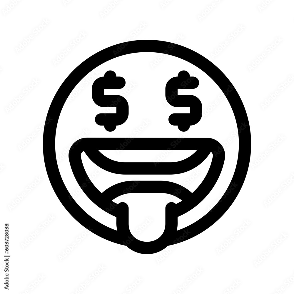 Editable greedy face expression emoticon vector icon. Part of a big ...