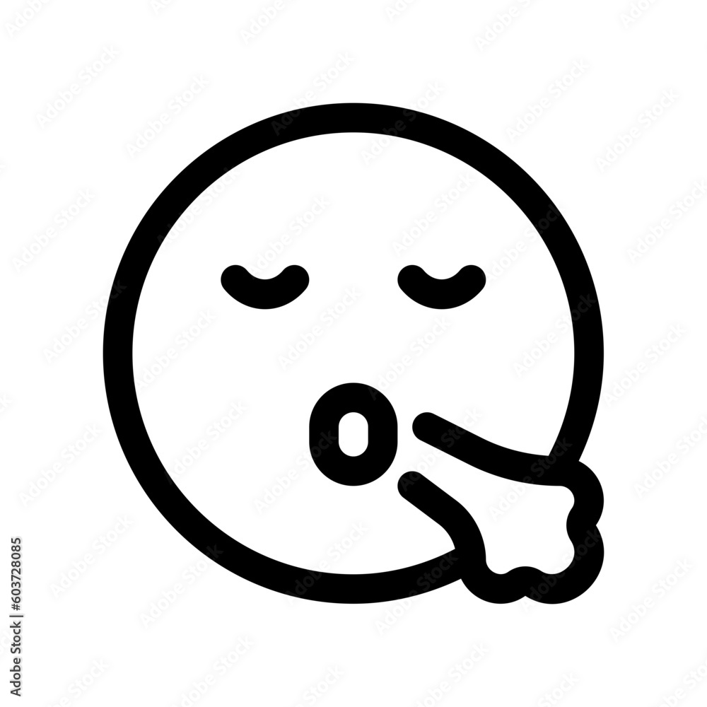 Editable sigh, relief, expression emoticon vector icon. Part of a big ...