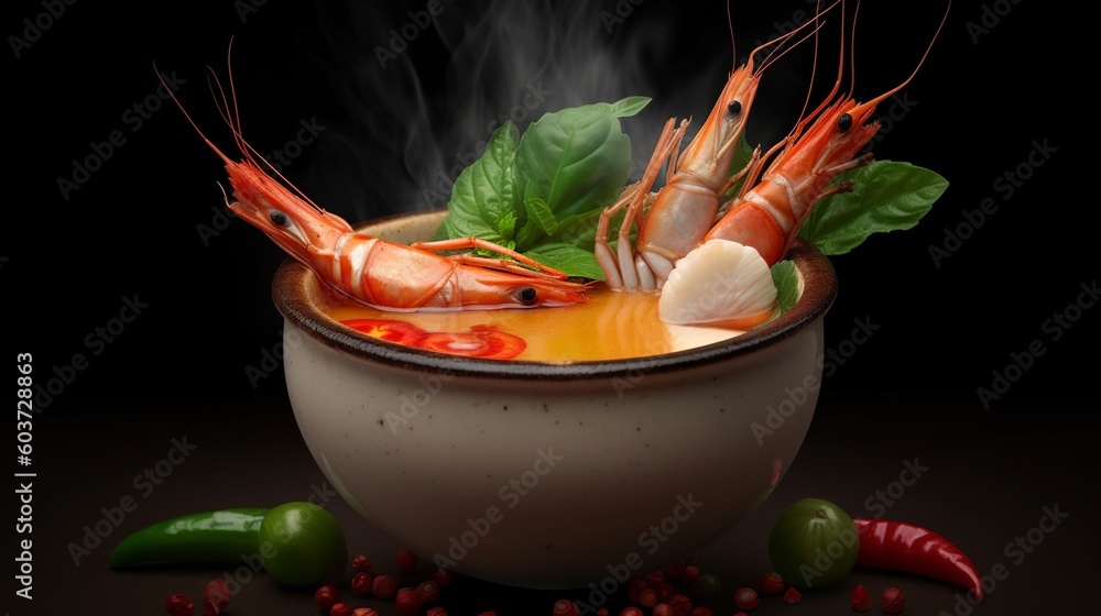 Generative AI hyperrealistic portrait tom yum thailand food Photography ...