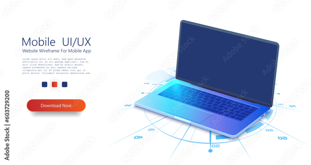 Isometric laptop modern digital technology. Mockups generic device ...