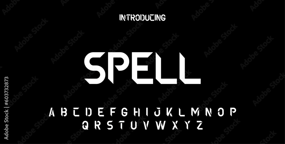 SPELL, Sports minimal tech font letter set. Luxury vector typeface for ...