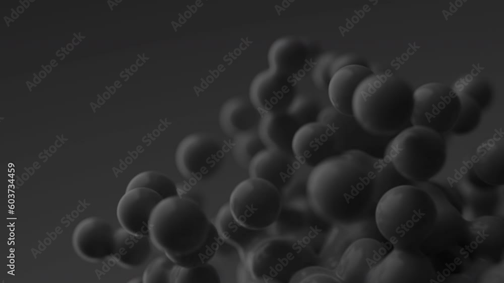 Futuristic abstract 3D render animation slow motion moving organic liquid orbs alpha matte aqua ...