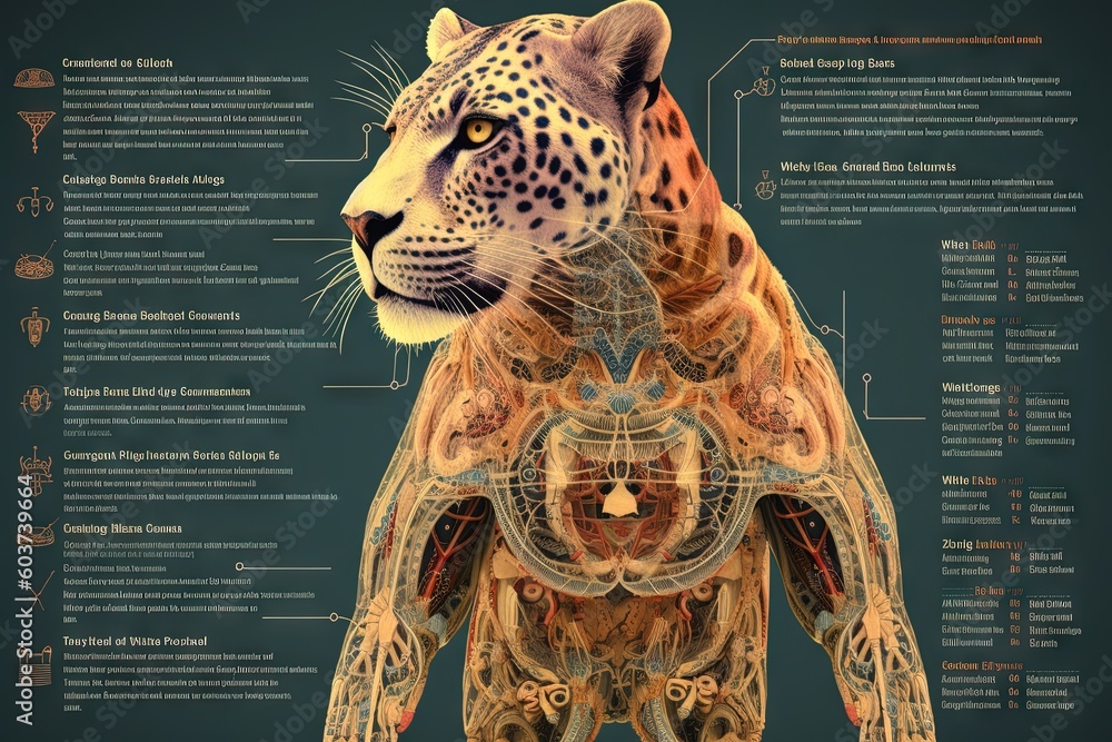 Cheetah Cat cyborg animal detailed infographic, full details anatomy ...