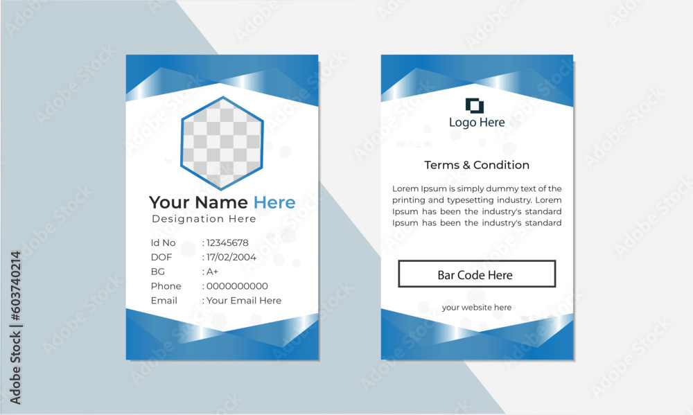 Blue Color School and College Student Id Card Design Stock Vector ...