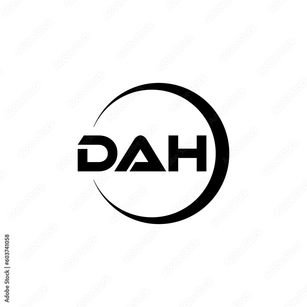 DAH letter logo design with white background in illustrator, cube logo ...
