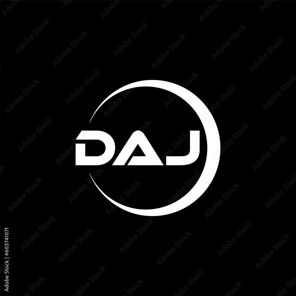 DAJ letter logo design with black background in illustrator, cube logo, vector logo, modern ...