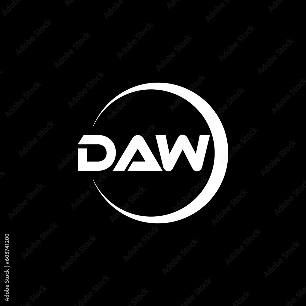 DAW letter logo design with black background in illustrator, cube logo ...