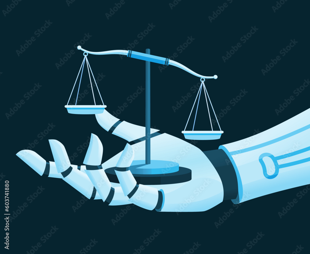 Vetor de AI Law Policy Regulation Illustration Concept Robot Hand and ...