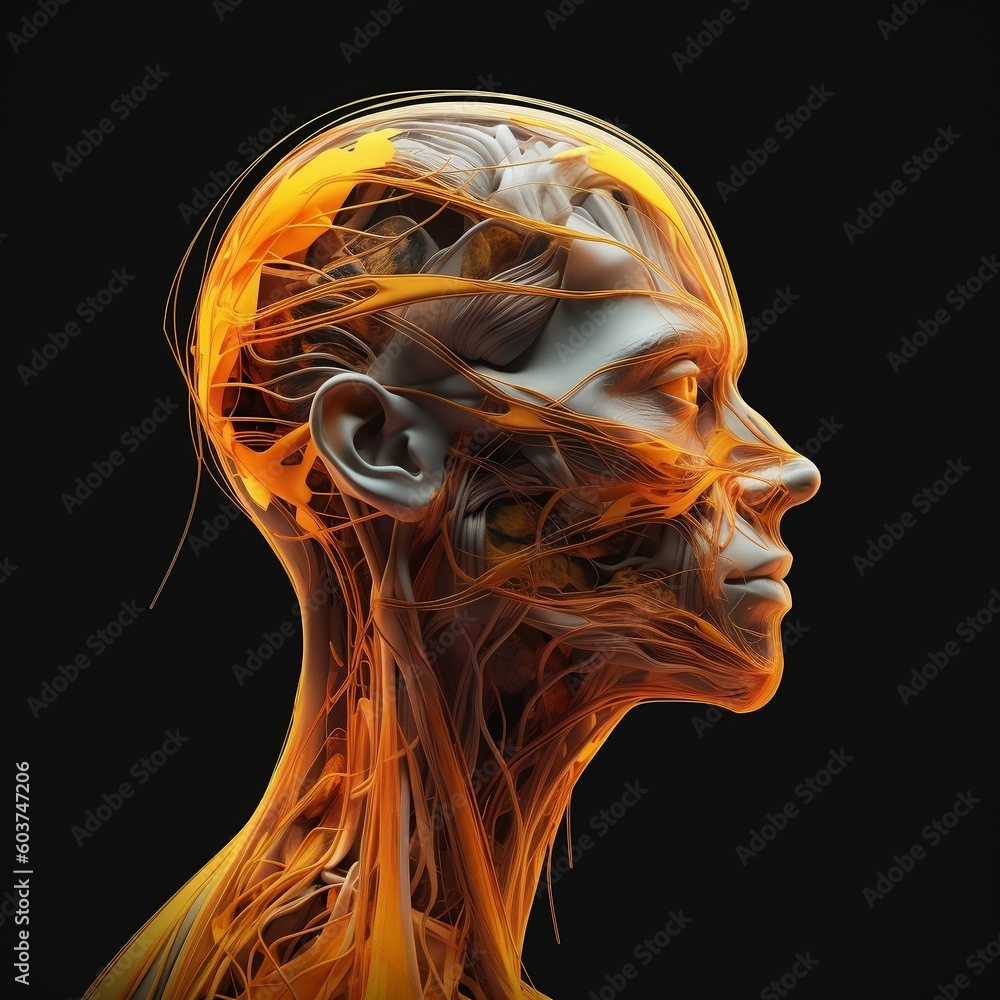 Digital anatomy concept art of a muscle anatomy illustration of a human ...