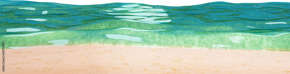 Sandy beach and ocean waves. Realistic texture of sand and sea ...