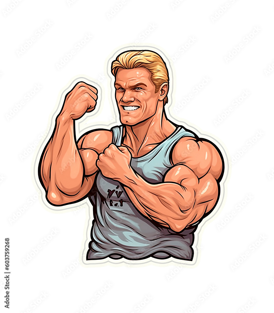 Sticker on a transparent background of a muscular bodybuilder created ...