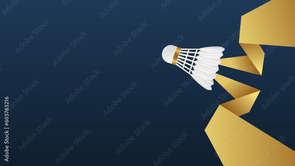 Blue background with golden shuttlecock Stock Vector | Adobe Stock
