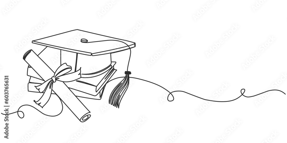 Graduation line art style vector illustration Stock Vector | Adobe Stock