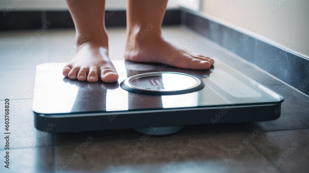 Overweight Individual Checking Weight on Digital Scales, Health ...
