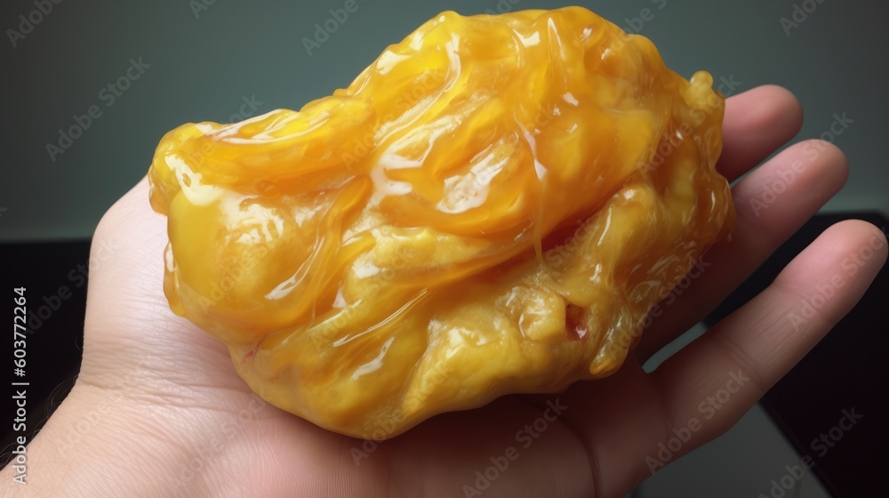 Hand Holding a Photorealistic Piece of Fat, Visual Representation of ...