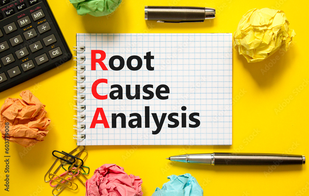 RCA root cause analysis symbol. Concept words RCA root cause analysis ...