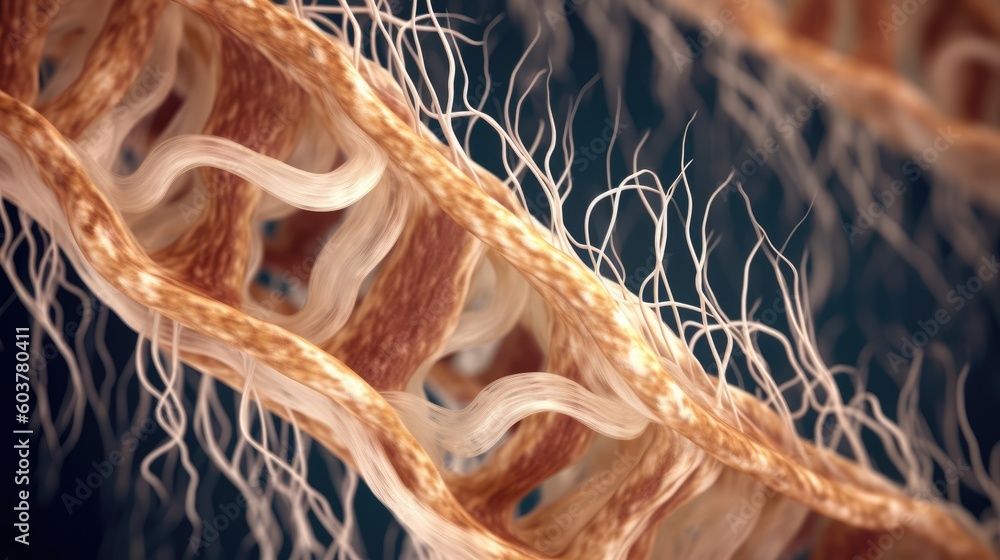 Detailed Illustration of Collagen Fibers, Essential Protein in Skin ...