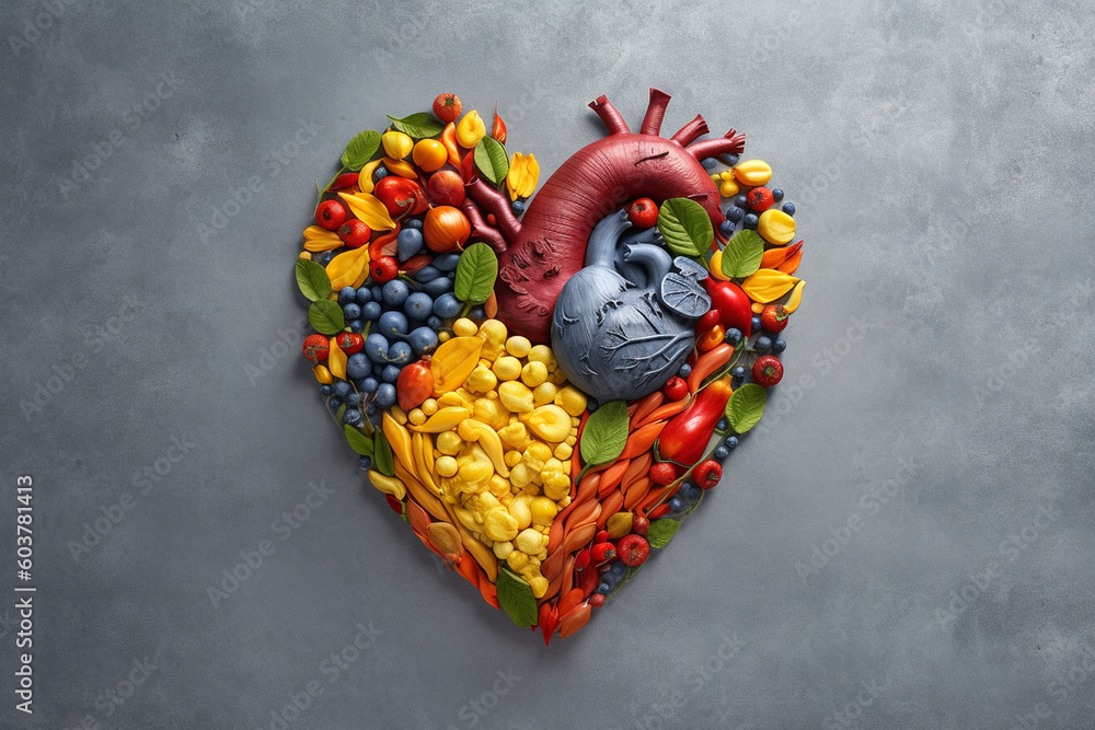 human heart made of fruits and vegetables Stock Illustration | Adobe Stock