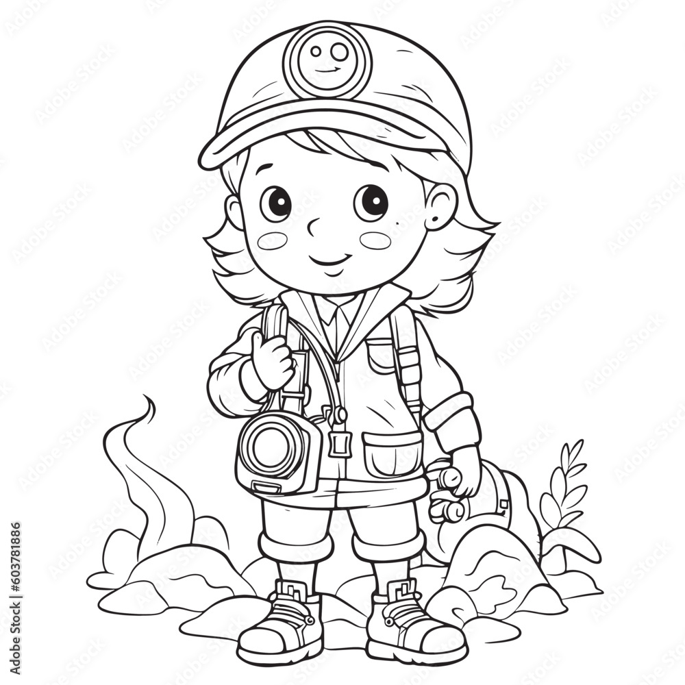 Black and white coloring pages for kids, simple lines, cartoon style ...