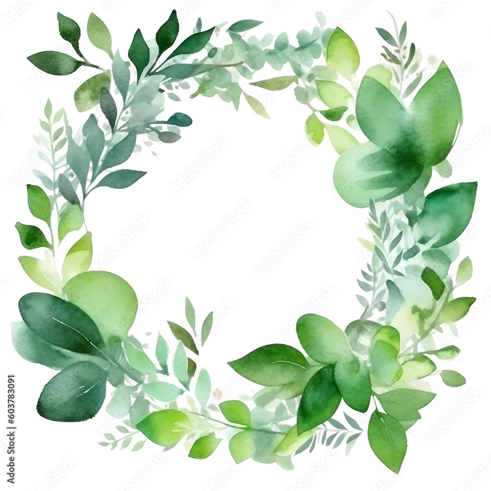 Beautiful green flower frame on transparent background. Generative AI ...