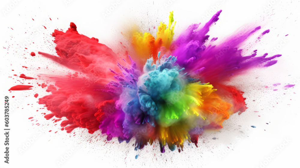 Rainbow powder dust explosion, background color. Abstract powder splash ...