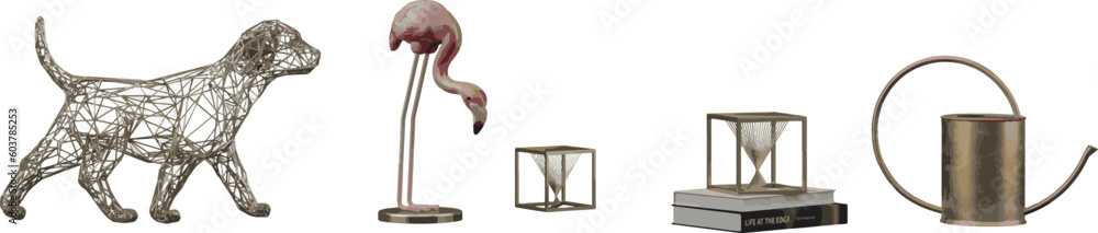 Beautiful decorative showpieces isolated on transparent background 3D ...