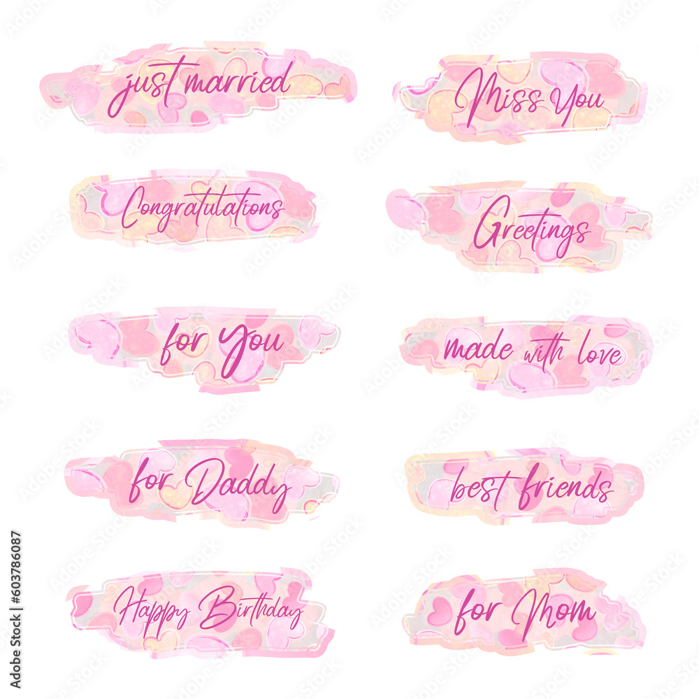 selection of stickers, labels, gift tags on transparent background ...