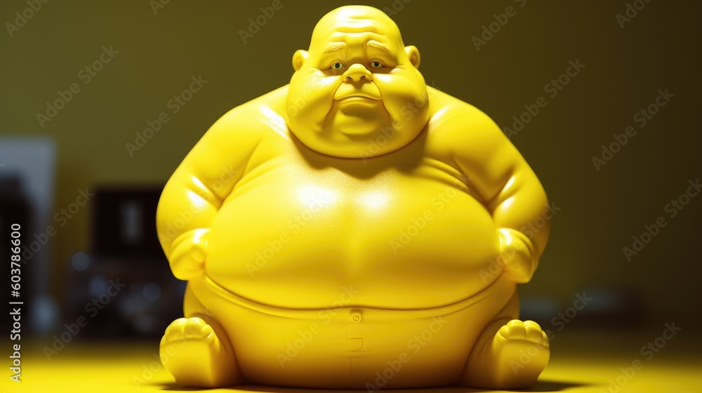 Humorous Illustration of a Yellow Fat Character, Comical and Vibrant ...