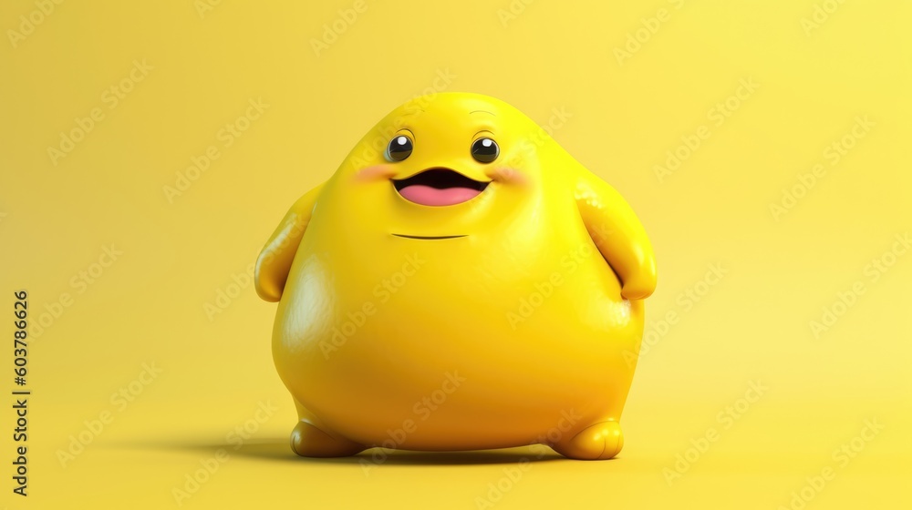 Humorous Illustration of a Yellow Fat Character, Comical and Vibrant ...