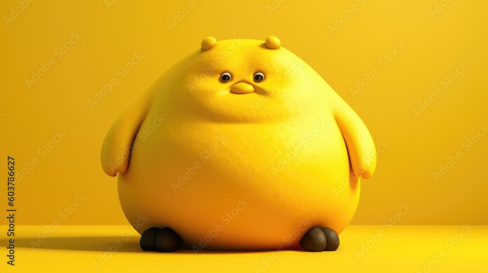 Humorous Illustration of a Yellow Fat Character, Comical and Vibrant ...