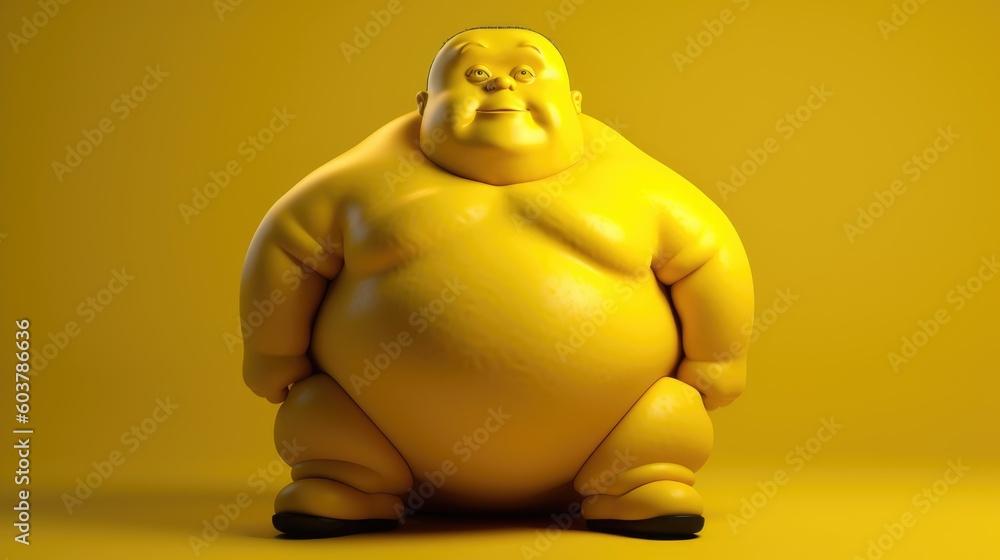 Humorous Illustration of a Yellow Fat Character, Comical and Vibrant ...