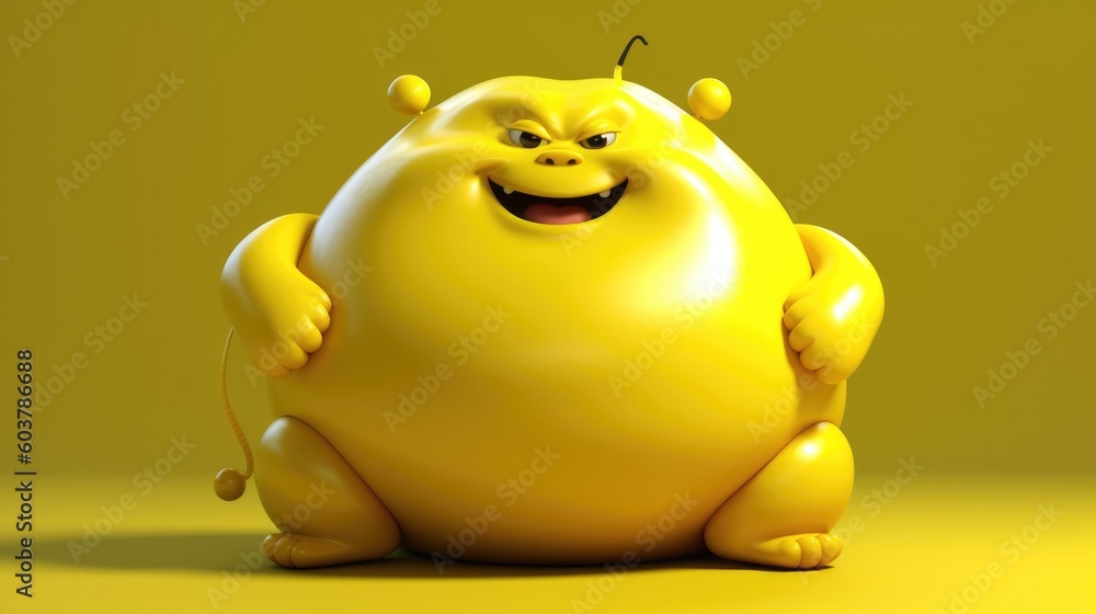 Humorous Illustration of a Yellow Fat Character, Comical and Vibrant ...