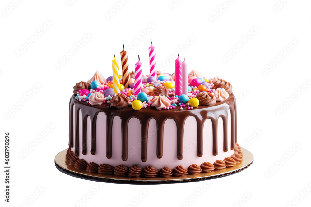 Joyful Celebration: Birthday Cake on Transparent Background. Generative ...