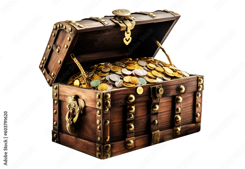Treasure chest on transparent background. Generative AI. Stock ...