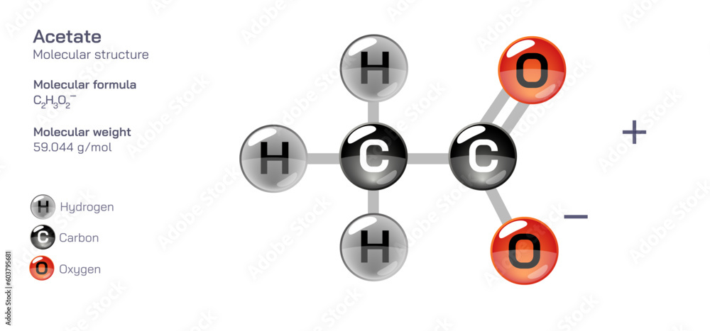 Acetate molecular structure formula. Periodic table structural molecular formula Vector design ...