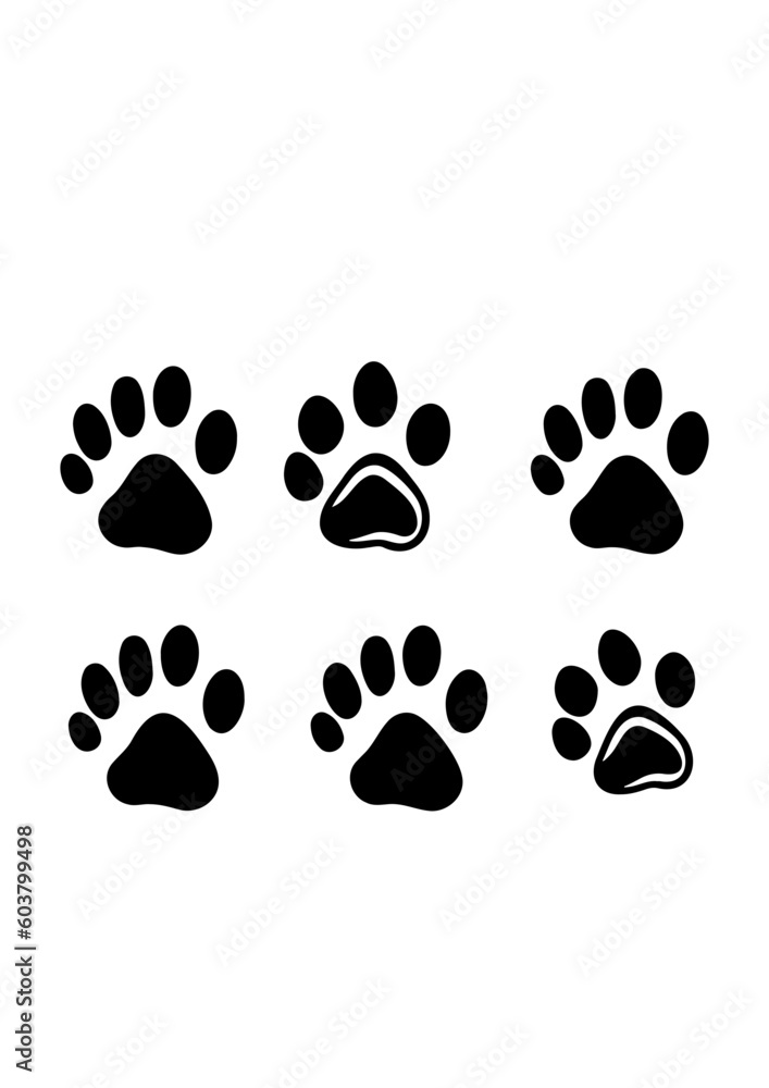 Basic simple Minimalist vector SVG logo graphic of dog paw prints ...