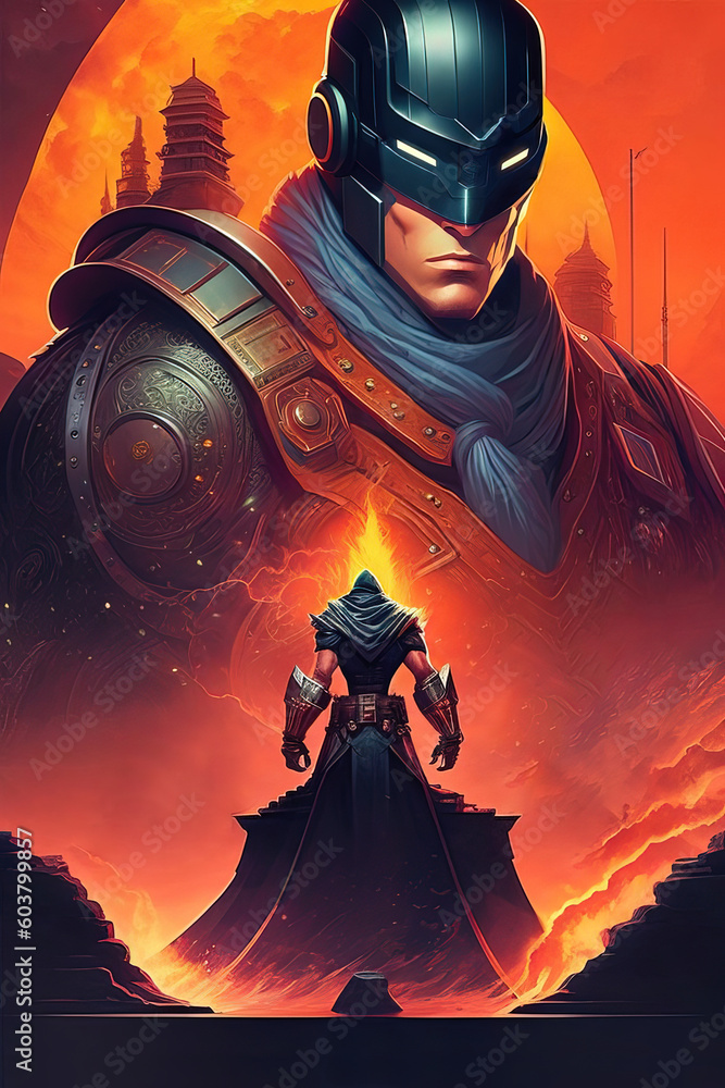 Epic comic book cover with mega vilain horror Stock Illustration ...