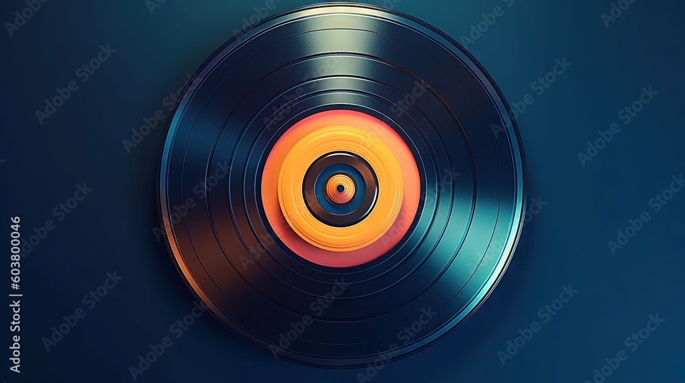 a blue and orange record on a blue background with a black background ...