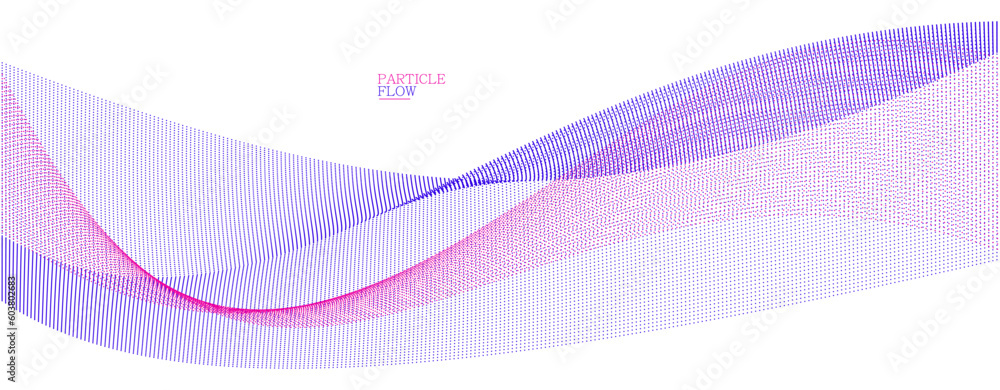 Smooth background with wave of flowing particles abstract vector art ...