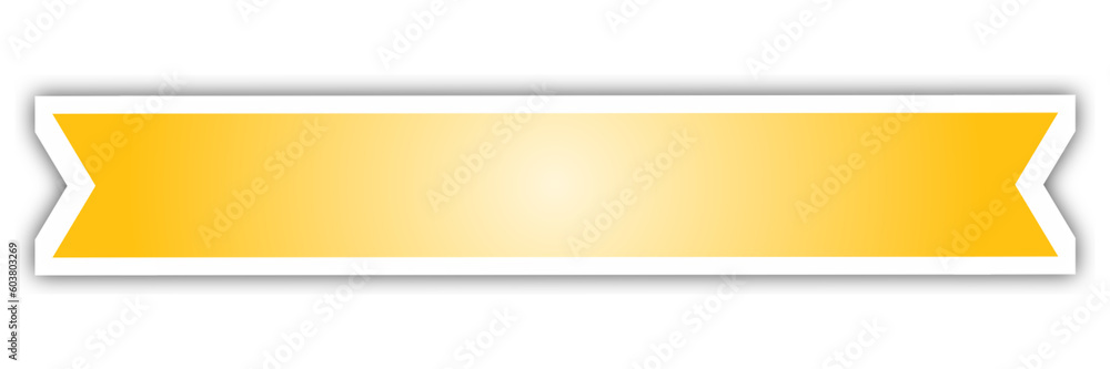 Yellow ribbon sticker shape with transparent background. Yellow sticker ...