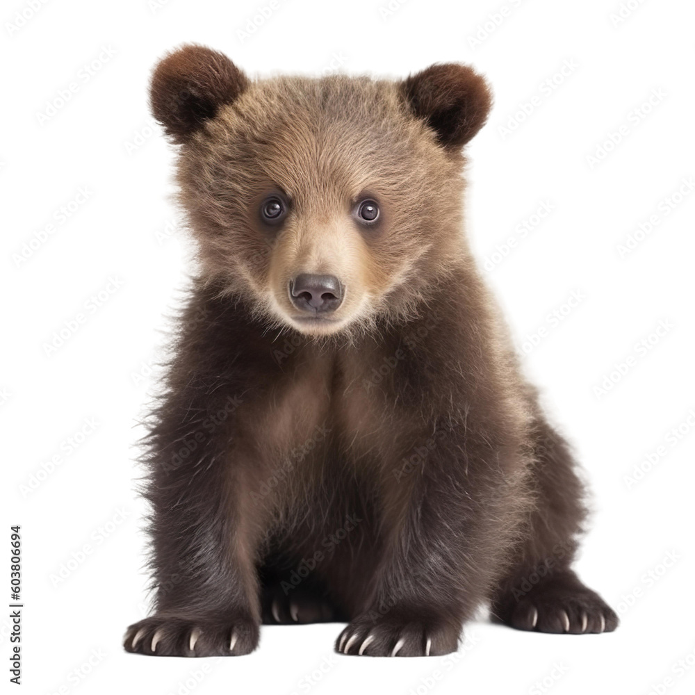 baby bear on a transparent background, Generative ai Stock Illustration ...