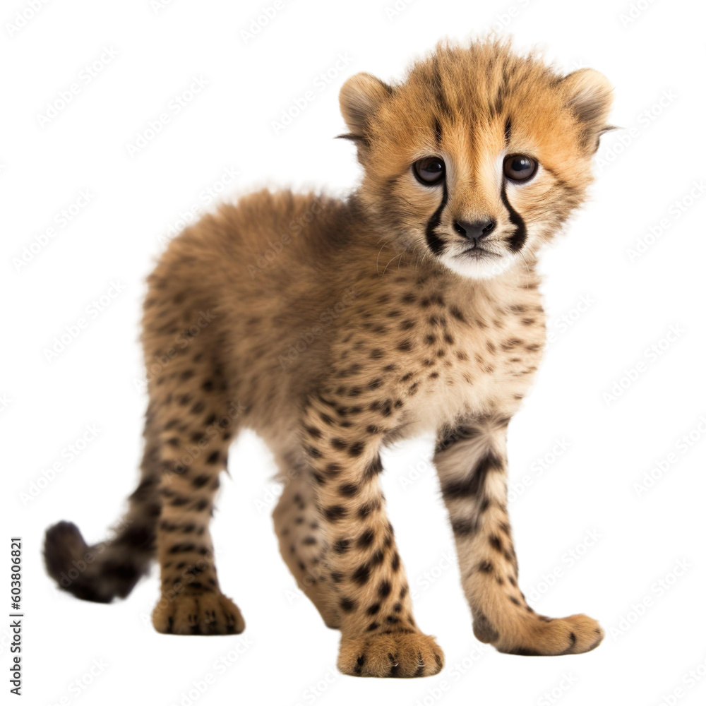 baby cheetah on a transparent background, Generative ai Stock ...