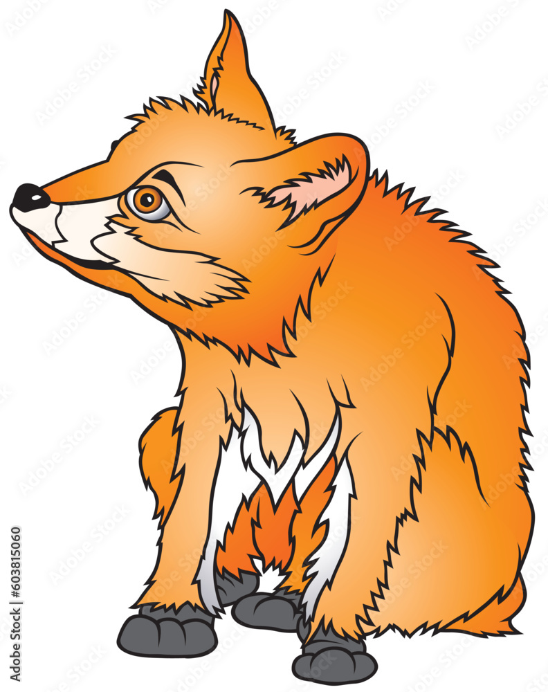 Fox 2 - coloured cartoon illustration as vector - Fox Cub Stock Vector ...