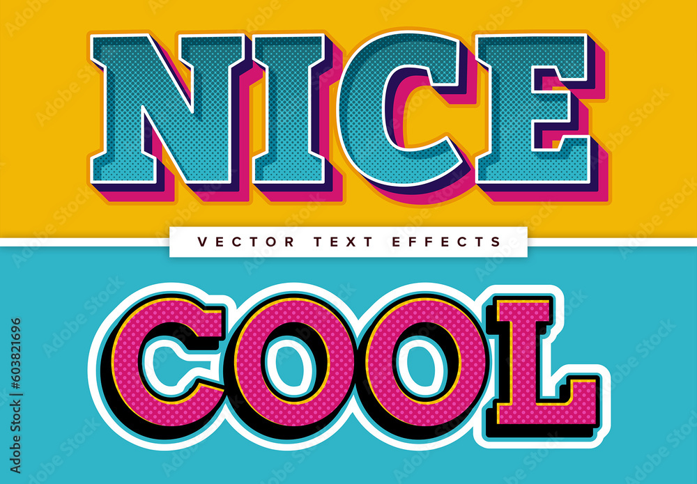 Set of Bright and Bold Pop Text Effects Stock Template | Adobe Stock
