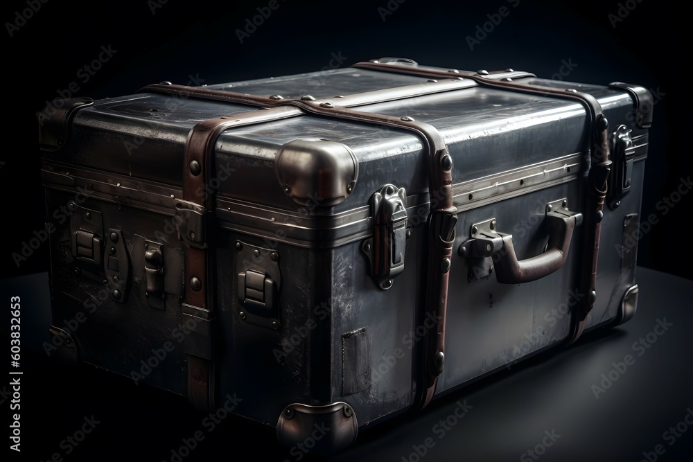 Front-facing metallic luggage for transportation , .highly detailed ...