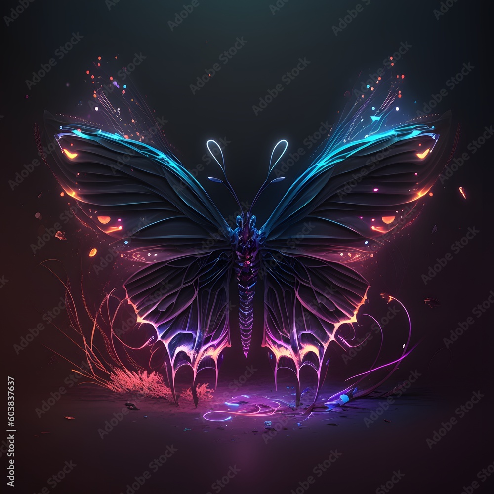 Neon Butterflys Cosmic Flight: A Stunning Intricate Digital Artwork ...