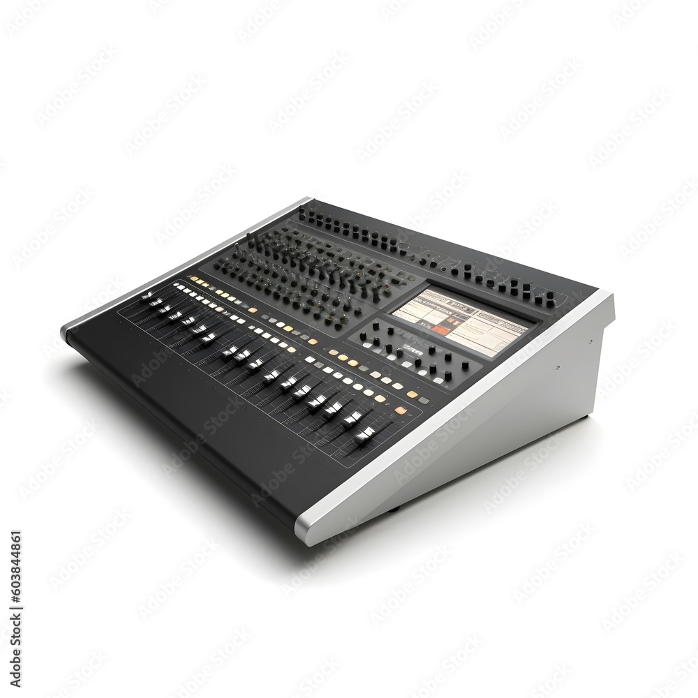 realistic single,Digital mixing console,side view,white background,high ...