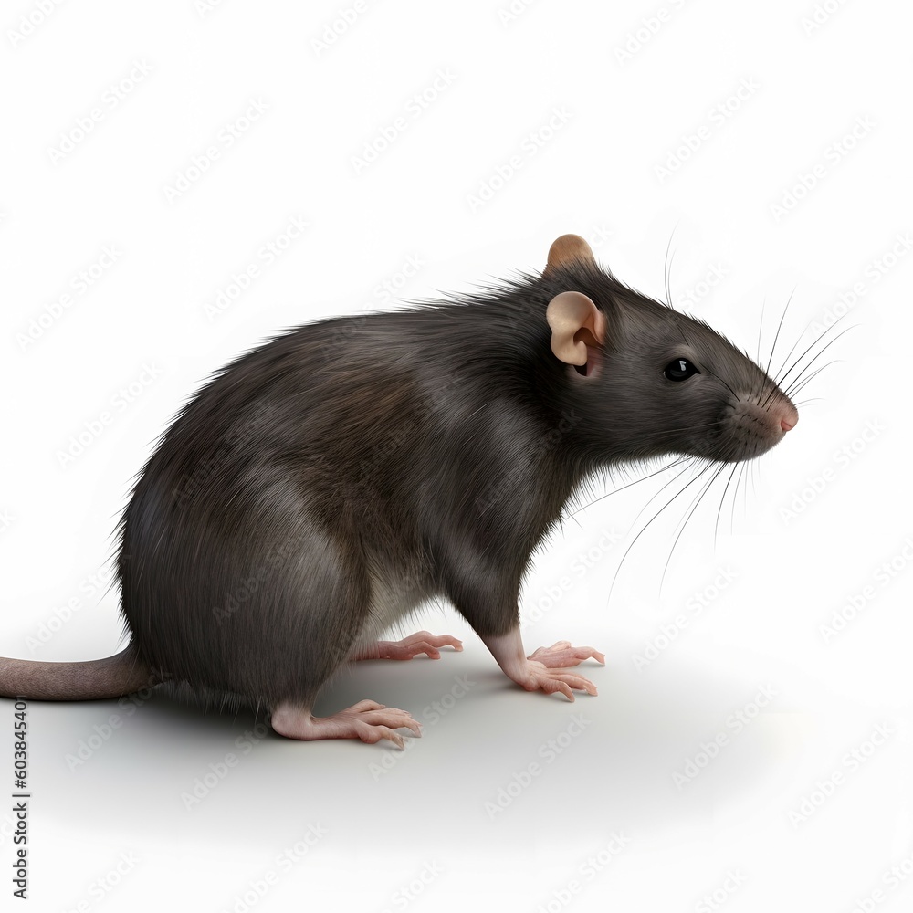 realistic single,Rat,side view,white background,high detail, 8k,--ar 3 ...