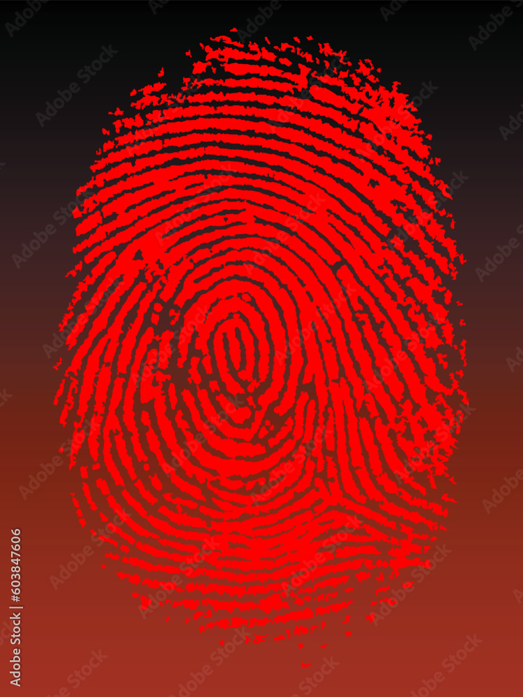 Red Vector Fingerprint on a black faded background - Very accurately ...