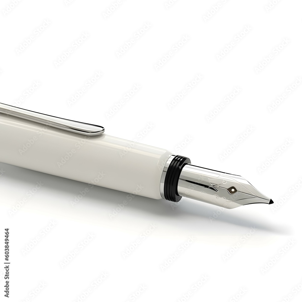 Light coloured,Fountain pen,side view,white background,high detail, 8k ...